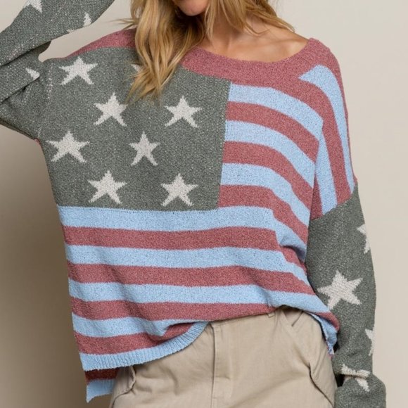 POL | Sweaters | American Flag Long Sleeve Lightweight Sweater | Poshmark
